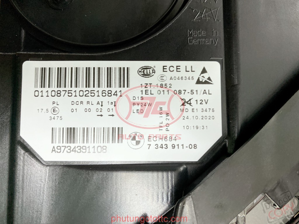 Đèn lái trước BMW 528i (Mã 63117343911) chính hãng - Giá tốt 2025