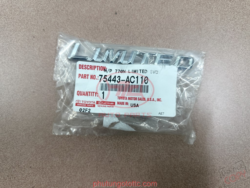 Chữ LIMITED nắp cốp sau Avalon 2007 (Mã 75443AC110) chính hãng - Giá ...
