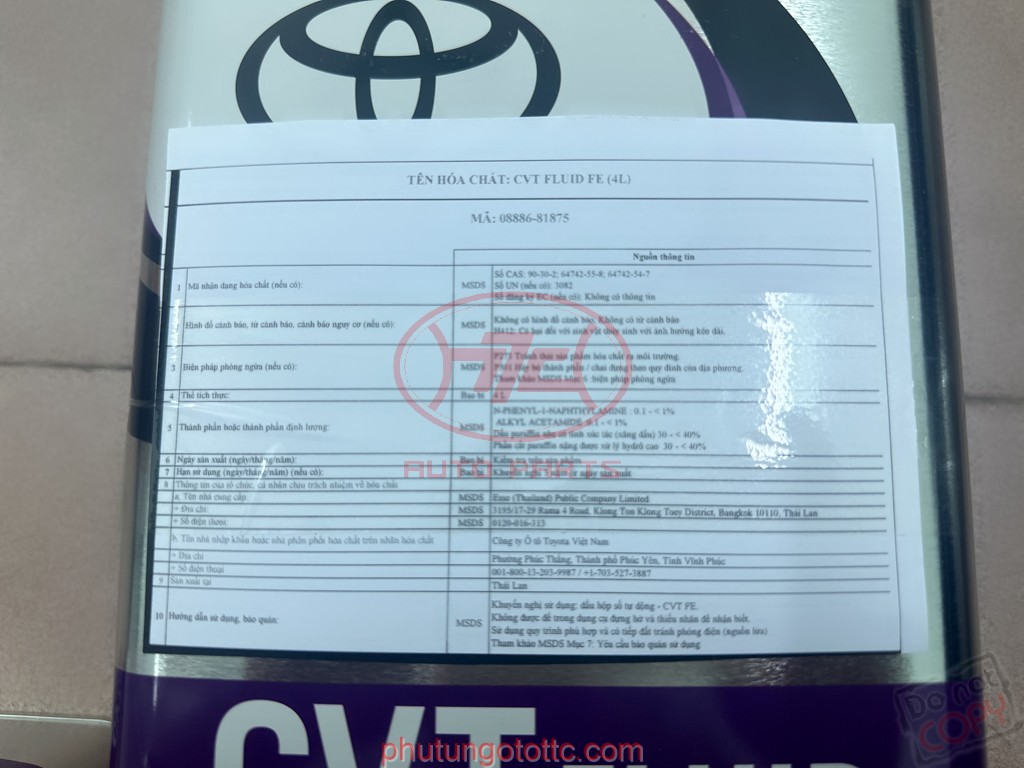 Dầu hộp số CVT-FE (Mã 0888681875 - 0888602505) chính hãng - Giá tốt 2025