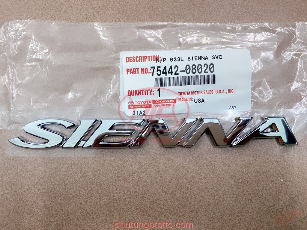 Chữ Sienna nắp cốp sau (Mã 7544208020) chính hãng - Giá tốt 2024